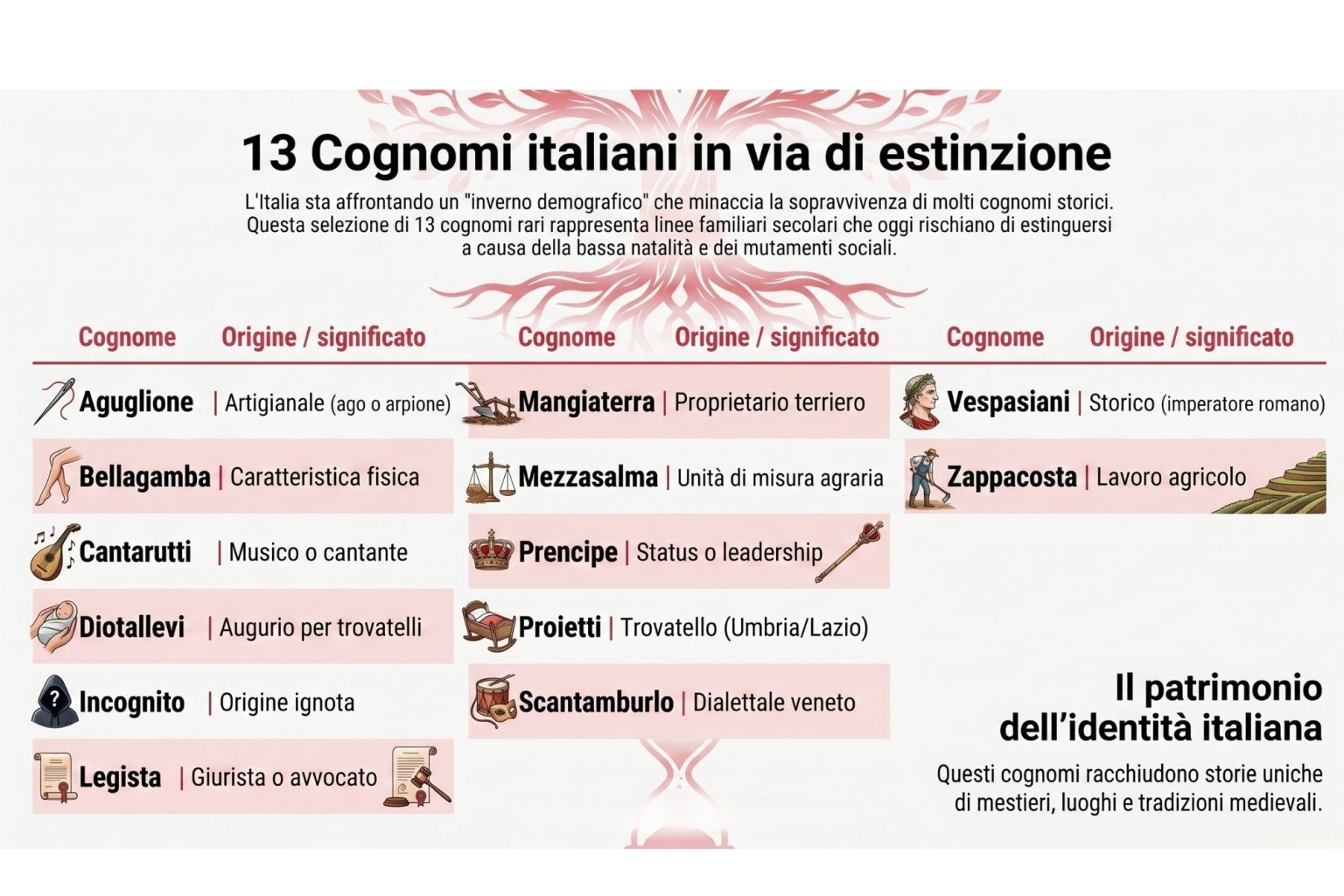 Questi 13 cognomi italiani sono a rischio estinzione